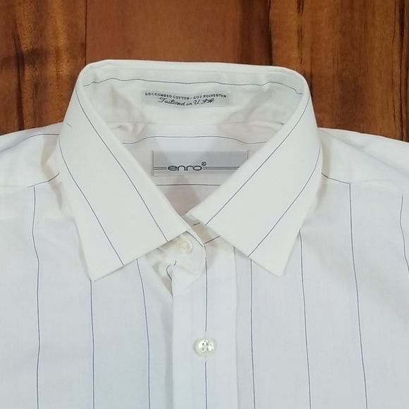 Enro | Shirts | Enro White Striped Dress Shirt Size 45 | Poshmark
